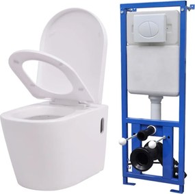 vidaXL Závěsná toaleta s podomítkovou nádržkou keramická [274670] Barva: Bílá