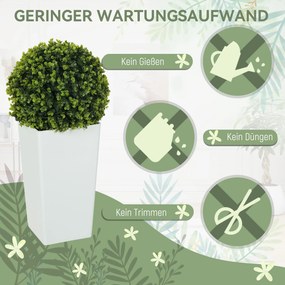 HOMCOM sada 2 umělých eukalyptových topiary, výška 65 cm, 330 listů, UV-odolné, v bílých trapezových květináčích