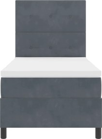 Postel s boxspringem s čelo Tmavě šedá 80 x 200 cm samet 3339795