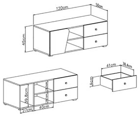 DELTA | TV stolek DL8 | 120 cm | dub/antracit