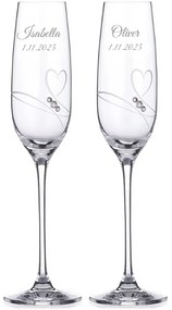 Dekorant Svatební sklenice na šampaňské Romance simple s krystaly Swarovski 200 ml 2KS