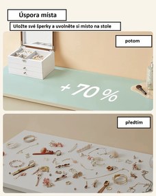 Songmics Organizér na šperky se dvěma přihrádkami a zrcadlem, bílý JOW15WNV1