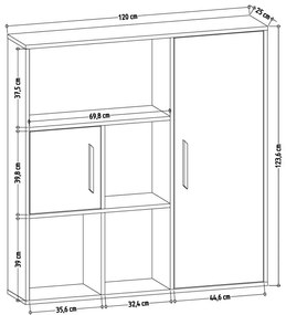 Knihovna Ridge 120 cm bílá