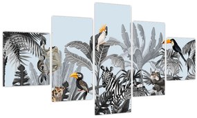 Obraz zvířat v tropickém lese (125x70 cm)