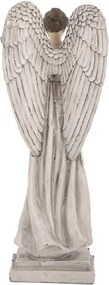 Šedá antik dekorace anděl s odřením Angel - 9*8*23 cm
