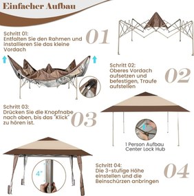 Costway 4 m x 4 m Patio Altán Canopy stan s koly, béžový