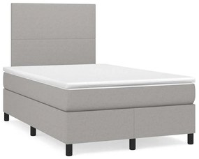 Box spring postel s matrací a LED světle šedá 120x190 cm textil