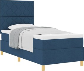 Postel s boxspringem s matrací s čelo Modrá 90 x 200 cm textil 3339671