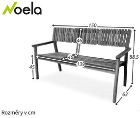 Noela Zahradní dřevěná lavička LUCY pro 3 osoby