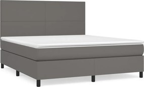 Box spring postel s matrací šedá 160x200 cm umělá kůže 3142735