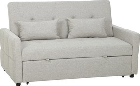 HOMCOM 2-místná rozkládací pohovka 3-v-1, klik-klak rozkládací pohovka, vysouvací postel, nastavitelné opěradlo, 158x85x85 cm, světle hnědá