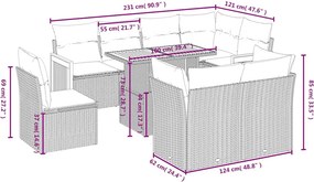 9dílná zahradní sedací souprava s poduškami černá polyratan 3274051