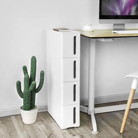 Plastový kuchyňský organizér se 4 zásuvkami 45x17x83 cm, bílý-hnědý