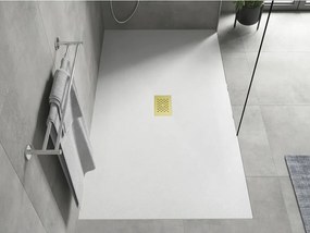 Mexen Hugo, obdélníková sprchová vanička SMC 160 x 100 cm, bílá, zlatá krytka, 42101016-G