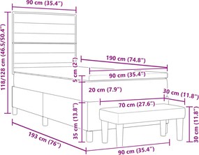 Postel s boxspringem s čelo Černá 90 x 190 cm textil 3343955