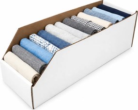 KARTON PAK Úložné boxy na oblečení, organizéry do skříně BÍLÝ KARTON 15 x 54 cm