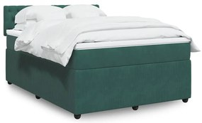 Box spring postel s matrací tmavě zelená 160x200 cm samet 3290091