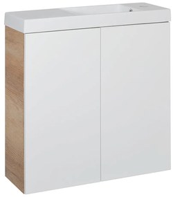 BPS-koupelny Koupelnová skříňka s keramickým umyvadlem Swing WOC 60/22, bílá/dub country