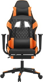 Herní židle s podnožkou černá a oranžová umělá kůže 3143770