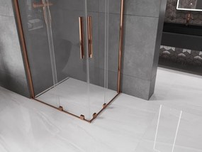 Mexen Velar Duo, sprchový kout s posuvnými dveřmi 100(dveře) x 90(dveře) cm, 8mm čiré sklo, růžové zlato profil, 871-100-090-02-60