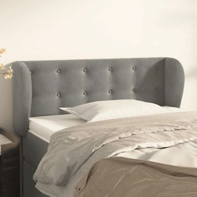 Čelo postele typu ušák světle šedé 103x23x78/88 cm samet 3117620
