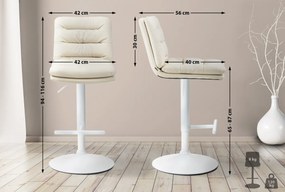 2x Barová židle Damar - koženka, bílý rám - krémová