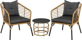 Sada ratanového zahradního nábytku Outsunny, 3 ks. Sedací souprava, včetně konferenčního stolku a 2 židlí, bistro set s polštáři, balkonový nábytek, …