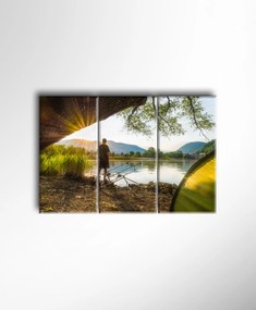 Malvis ® Obraz Východ slunce a rybář ROZMĚR (šířka x výška): třídílný obdélník 120x80 cm