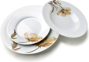 Porcelánová jídelní sada LEA Beige II 18 ks bílá/béžová