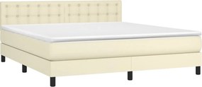 Box spring postel s matrací krémová 160x200 cm umělá kůže 3141133