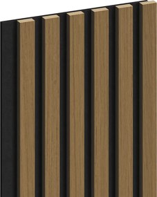 Mexen Lam-F, akustické stěnové lamely 275 × 30 cm, plstěný podklad 8 mm, technická dýha, teak zlatavý, S105-275307-3015-014