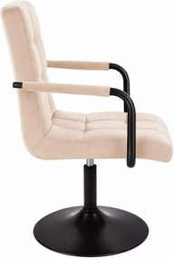 LuxuryForm DESIGN Otočná židle VERONA BLACK VELUR na černém talíři - krémová