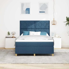 Postel s boxspringem s matrací s čelo Modrá 160 x 200 cm textil 3339713