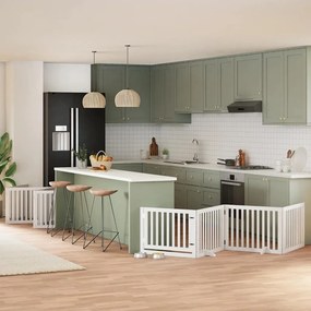 Zábrana pro psy s dvířky skládací 10 panelů bílá 800 cm topol 3155675