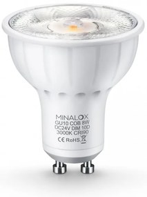Stmívatelná led žárovka minalox gu10 8w 24v 10° 2700k
