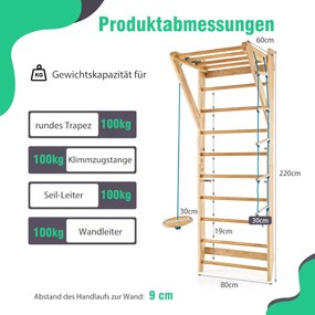 Costway Hrazdy prolézačka vnitřní lezecká stěna gymnastika stěnová prolézačka