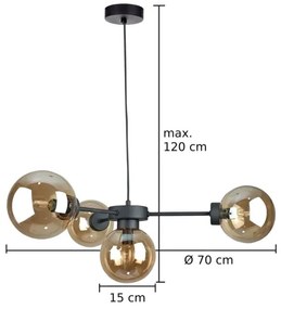 Lustr na lanku KALIOPE II 4xE14/50W/230V černá/kouřová béžová