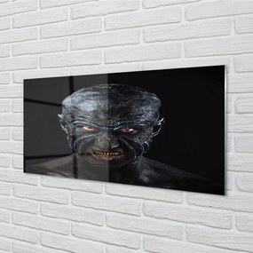 Obraz na skle Strašná plešatý postava s červenýma očima 100x50 cm