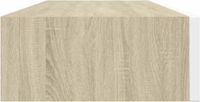 Nástěnná zásuvková police dubová a bílá 60 x 23,5 x 10 cm MDF 330263