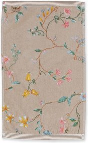 Pip Studio ručníky z bavlněného froté Les Fleurs, khaki (Luxusní ručníky z bavlněného froté v designu Les Fleurs v barvě khaki)