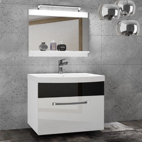 Koupelnový nábytek Belini Premium Full Version bílý lesk / černý lesk + umyvadlo + zrcadlo + LED osvětlení Glamour 8