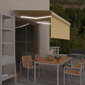 Automatická markýza roleta LED a senzor větru 3x2,5 m žlutobílá 3069273