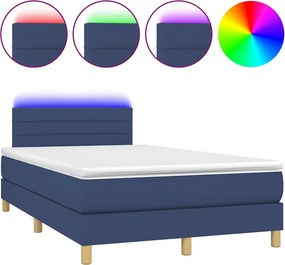 Box spring postel s matrací a LED modrá 120 x 200 cm textil 3133787