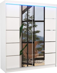 ADRK Furniture Posuvná skříň se zrcadlem a LED osvětlením TRAVES 180 SW-TRA-W-180+L-V346