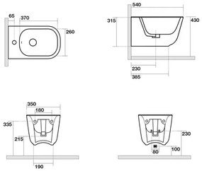 Kerasan Tribeca Bidet závěsný 35x31,5x54 cm, černá matná 512531