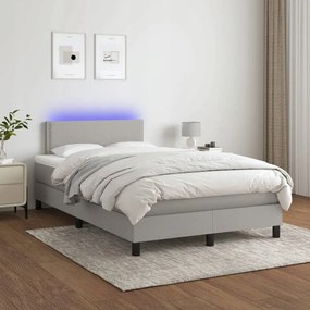 Box Spring Postel S Matrací A Led Textil Světle Šedá Hladké s hřebíky 120