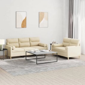 2dílná sedací souprava s polštáři krémová textil 3201618