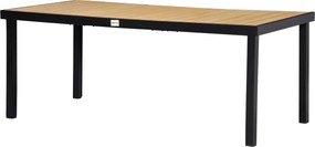 Outsunny Zahradní stůl pro 8 osob - Hliníkový jídelní stůl - Zahradní nábytek - Snadno udržovatelný plast - Přírodní + černý 190 x 90 x 74 cm | Aosom