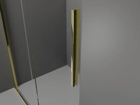 Mexen Velar, sprchový kout s posuvnými dveřmi 110(dveře) x 80(stěna) cm, 8mm čiré sklo, zlatá lesklá, 871-110-080-01-50