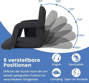 Costway Skládací stadionové sedadlo Polstrované stadionové křeslo s 6